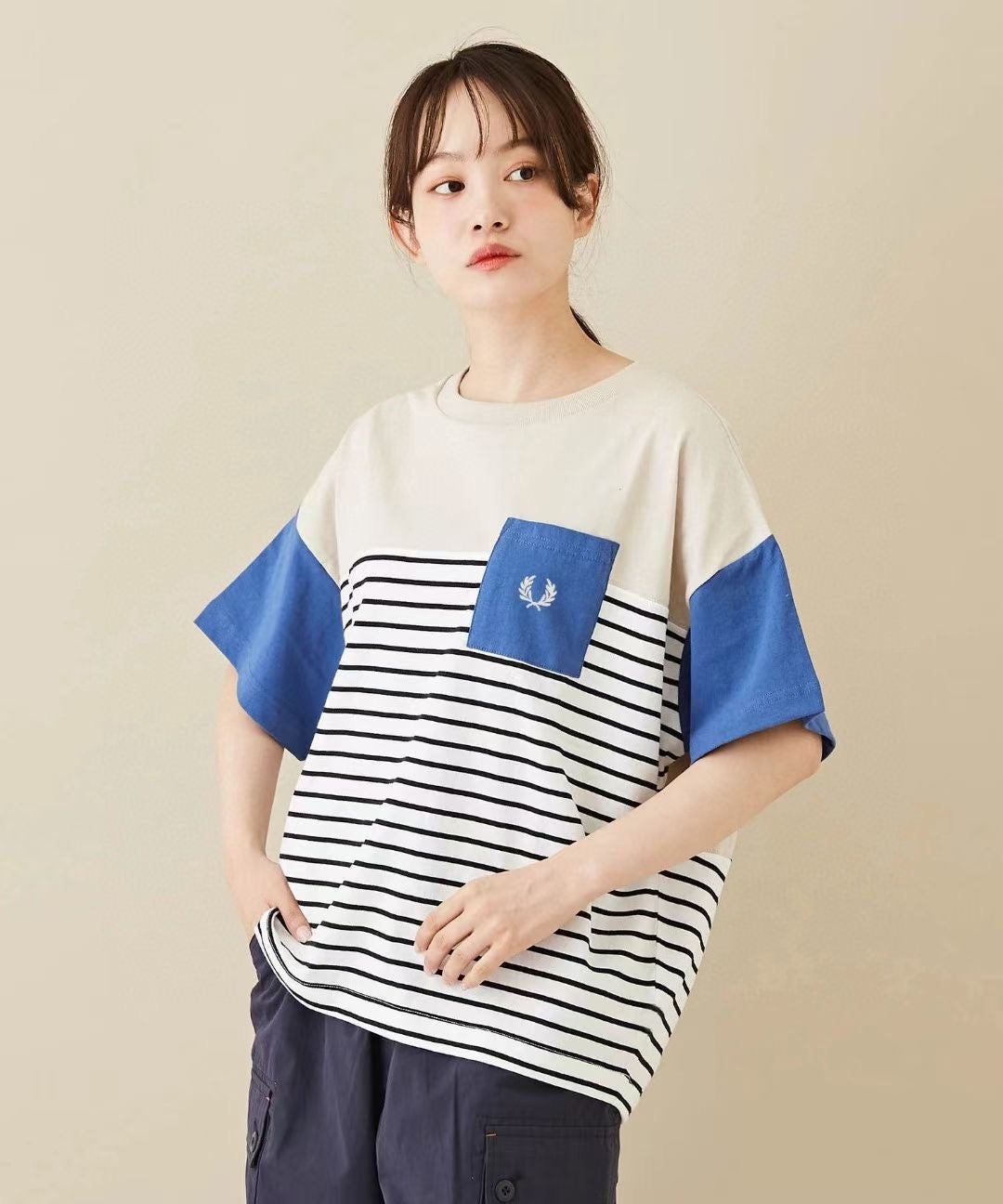 Fred perry接拼撞色tee – Aimeebabe